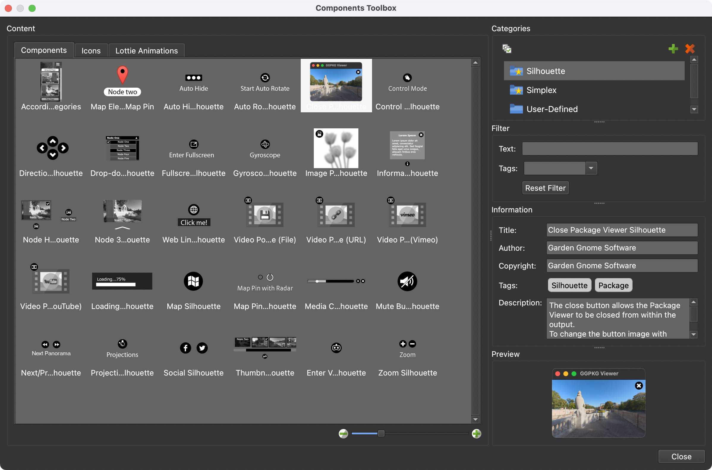 Components Toolbox - Object2VR 4 Documentation - Garden Gnome