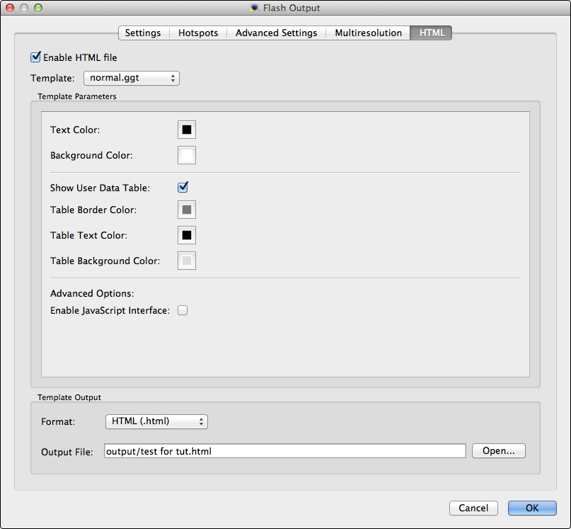 Flash Output Settings (Object2VR) - Garden Gnome